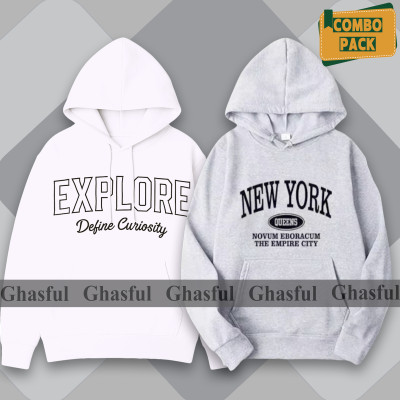 প্রিমিয়াম কোয়ালিটির স্টাইলিশ ও আরামদায়ক হুডি_ E. সাদা & N. এস. || 1470