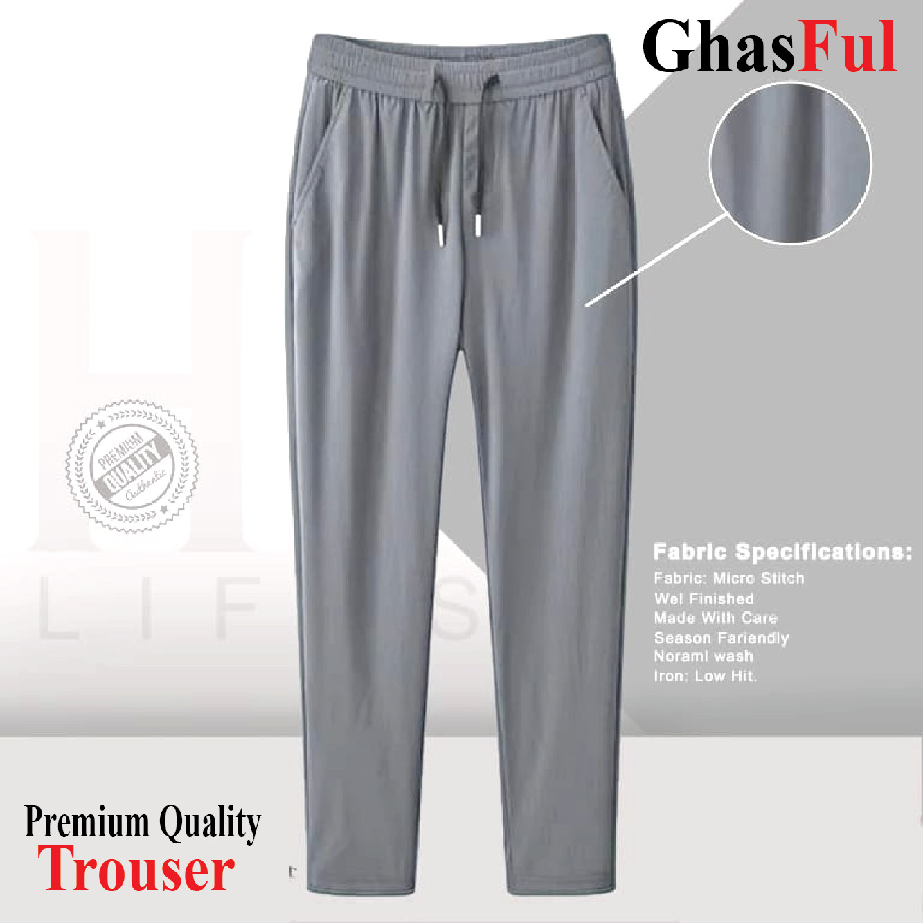 Premium Quality Solid Color Trouser's _ Ash_Black+White || 1146