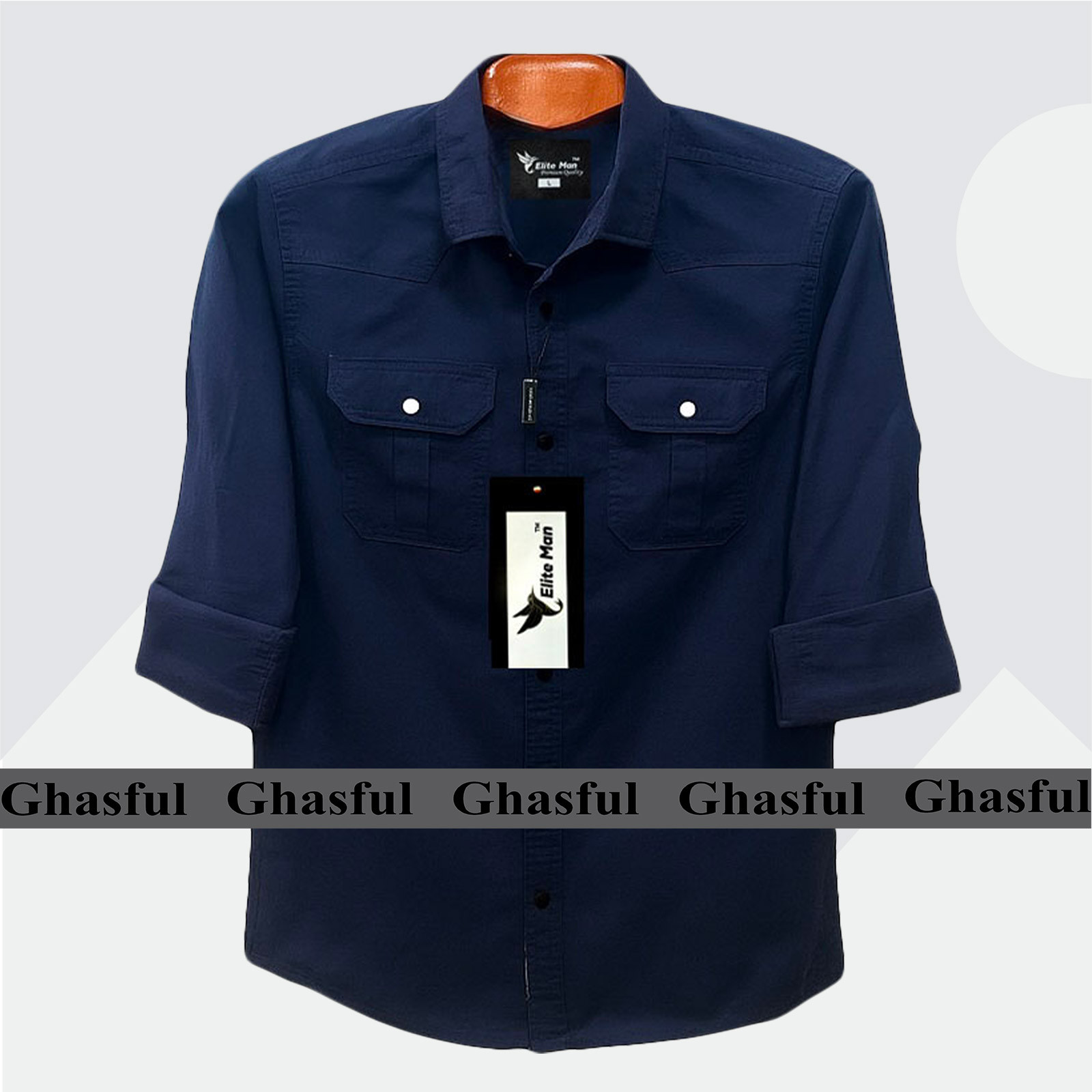 Premium Quality Double Pocket Shirt - White, Banson, Green & Nevy Blue ...
